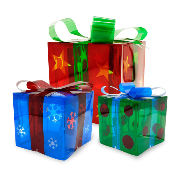 The Holiday Aisle 3 Piece Christmas Gift Boxes Lighted Display Set